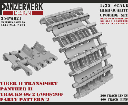 Panzerwerk Design 35-PW021 Tiger II Transport Panther II Tracks GG 24/660/300 Early Pattern 2