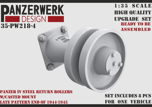 Panzerwerk Design 35-PW218-4 Panzer IV Steel Return Rollers With Casted Mount Late Pattern End Of 1944-1945