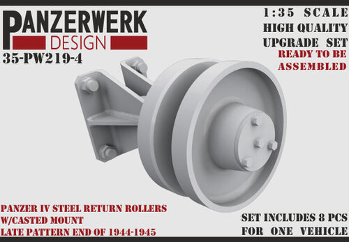 Panzerwerk Design 35-PW219-4 Panzer IV Steel Return Rollers With Casted Mount Late Pattern End Of 1944-1945
