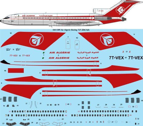 26 Decals 441309 Boeing 727-2D6/Adv - Air Algerie (Laser Decal / for CRM kits)