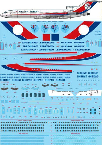26 Decals STS44425 Boeing 727-200 - Dan-Air London (Screen Printed Decal / for CRM kit)