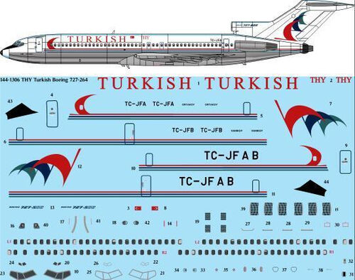 26 Decals 441306 Boeing 727-264 - THY Turkish Experimental (Laser Decal / for CRM kit)