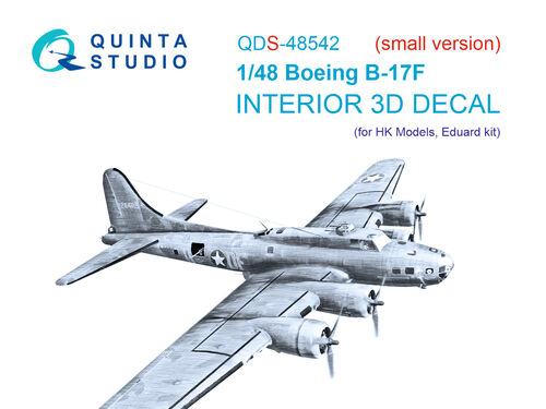 Quinta Studio QDS48542 Boeing B-17 F - 3D-Printed & Coloured Interior on Decal Paper (for HD Models and Eduard Kits / Small Version)