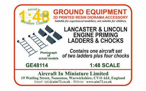 Aircraft In Miniature Ltd GE48114 Avro Lancaster - Priming Ladders and Wheel Chocks