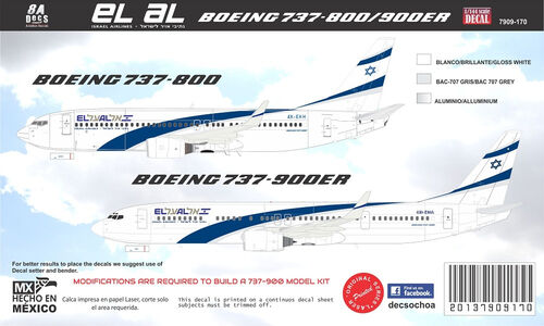 8aDecs 7909-170-72 Boeing 737-800/900ER EL AL Israel Airlines