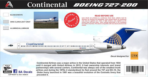 8aDecs 7909-870-144 Boeing 727-200 Continental