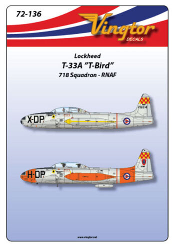 Vingtor 72136 Lockheed T-33 A 'T-Bird' - 718 Sqn. RNAF Decals