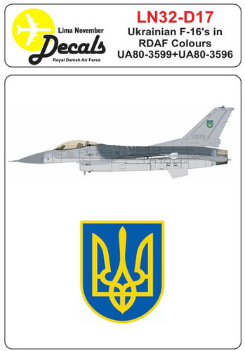 Lima November Decals 32-D17 Ukrainian General Dynamics F-16 A in RDAF/Royal Danish Air Force colors
