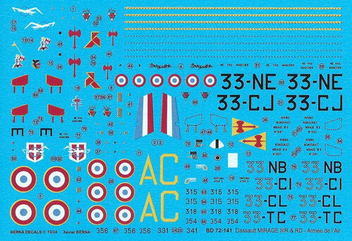 Berna Decals 72141 Dassault Mirage IIIR & RD - Armée De L'Air