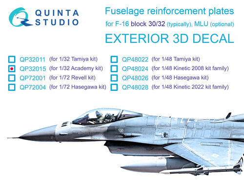 Quinta Studio QP32015 General Dynamics F-16 Block 30/32 - Reinforcement Plates (for Academy kits)
