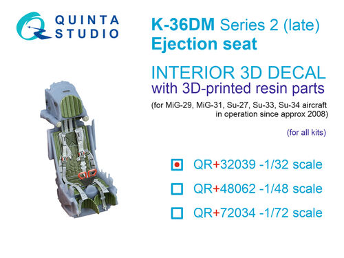 Quinta Studio QR+32039 K-36DM Series2 (late) Ejection Seat - for MiG-29, MiG-31, Su-27, Su-33, Su-34 aircraft since 2008 (for all kits)