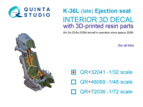 Quinta Studio QR+32041 K-36L (late) Ejection Seat - for Su-25 / Su-25SM aircraft since 2008 (for all kits)