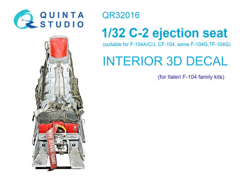 Quinta Studio QR32016 F-104 family - C-2 Ejection Seat Interior 3D Decal (for Italeri kits)