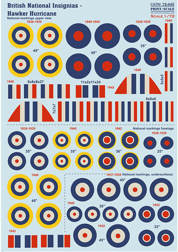 Print Scale 72-445 Hawker Hurricane - RAF National Insignia