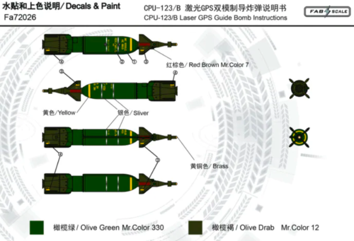 Fab Scale Fa72026 CPU 123 Laser GPS Dual Mode Guided Bomb 2pcs
