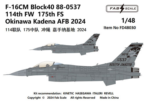 Fab Scale FD48030 Lockheed Martin F-16 CM Block 40 - 88-0537 114th FW 175th FS Okinawa Kadena AFB (2024)