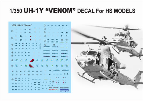 HS MODELS U350023S Bell UH-1Y Venom - Decal Set (for HS Models kits)