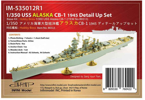 Infinimodel IM535012R1 USS Alaska (CB-1) Deck Teak Colour - Detail Up Set (for Hobby Boss 86513 Kit)