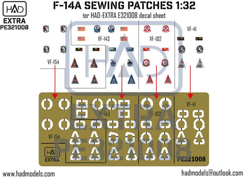 HAD Models PE321008 F-14A-D Sewing Patches VF-143 VF-213 VF-41 (For HAD-EXTRA E321008 Decal Sheet)