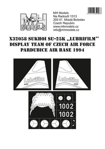MH Models X32058 Sukhoi Su-25K 'Lubrifilm' Display Team Of Czech Air Force, Pardubice Air Base 1994 (For Trumpeter)