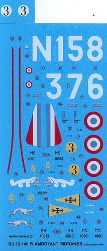 Berna Decals 72140 Flamboyant Morane-Saulnier MS.406