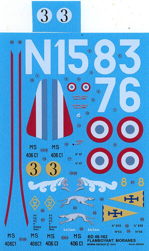 Berna Decals 48162 Flamboyant Morane-Saulnier MS.406 (3 schemes)