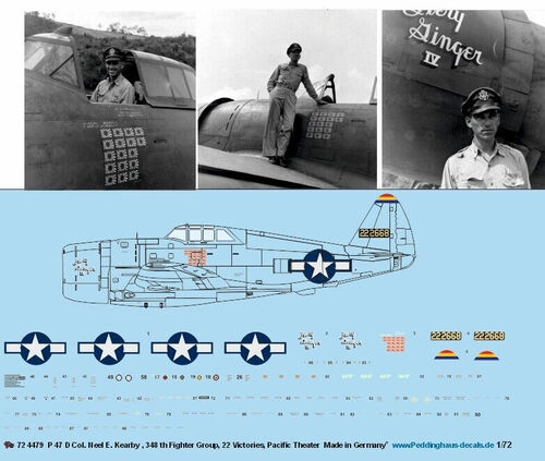 Peddinghaus-Decals 4479 47 D Col. Neel E. Kearby, 348th Fighter Group, 22 Victories, Pacific Theater