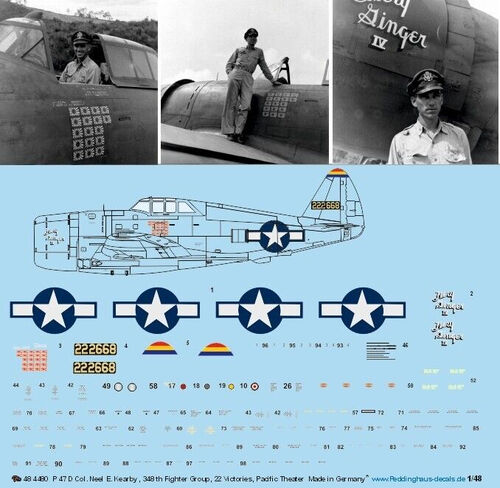 Peddinghaus-Decals 4480 47 D Col. Neel E. Kearby, 348th Fighter Group, 22 Victories, Pacific Theater