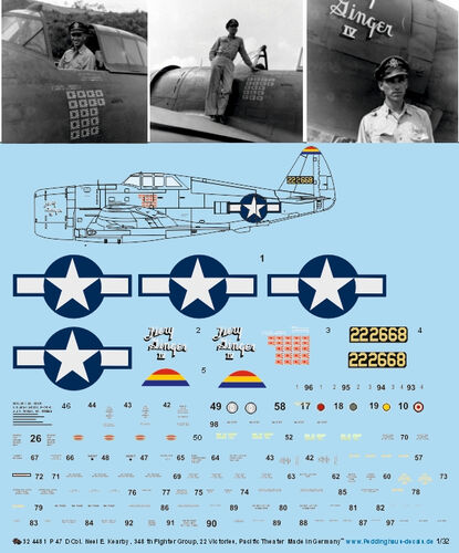 Peddinghaus-Decals 4481 P-47 D Col. Neel E. Kearby, 348th Fighter Group, 22 Victories, Pacific Theater