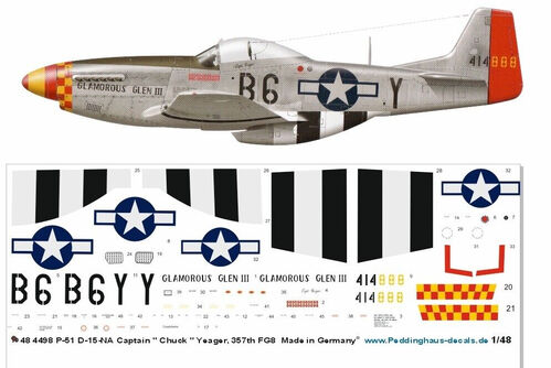Peddinghaus-Decals 4498 P-51 D-15-NA Captain 'Chuck' Yeager, 357th FG