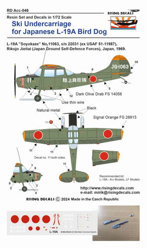 Rising Decals ACC046 Ski Undercarriage and Decals for Japanese L-19 A Bird Dog (for AVI Models and LF Models kits)