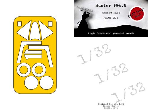 DEAD Design Models NM32071 Hawker Hunter FGA.9 - Canopy Mask (for Revell kits)