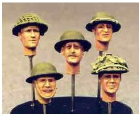 Resicast 355536 5 British WWII Heads with Helmets No.2