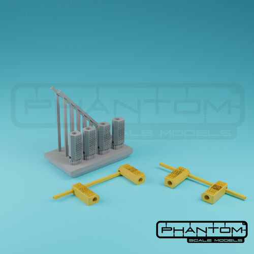 Phantom Scale Models 2023-15-L32 US Navy Deck Aircraft Wheel Chocks New Type - 4pcs (On 4 Wheels)