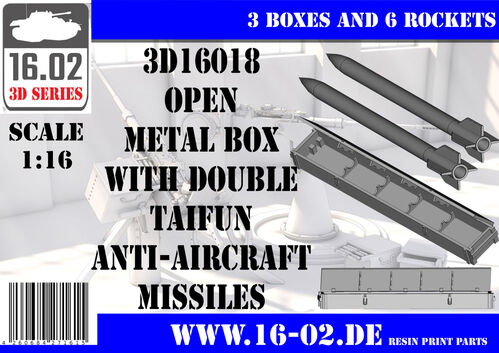 Custom scale 3D16018 Open Metal Box With Double Taifun Anti-Aircraft Missiles