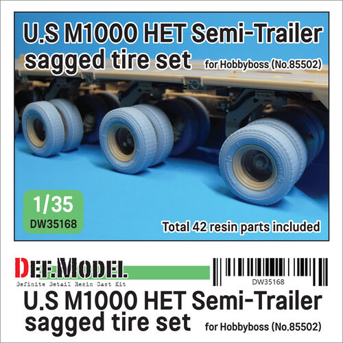 DEF Model DW35168 U.S M1000 HET Semi-Trailer - Sagged Tire Set (For HobbyBoss 85502 Kit)