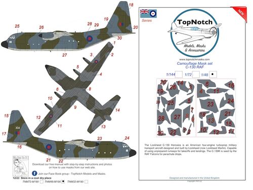 TopNotch 48-M190 Lockhead C-130 Hercules - RAF Service - Camouflage Paint Mask Set