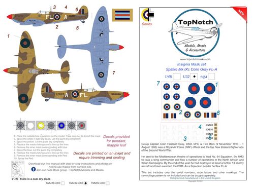 TopNotch 32-I063 Supermarine Spitfire IXc - Colin Gray FL-A - Insignia Mask Set