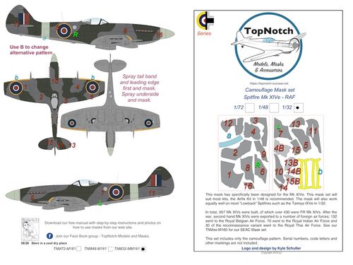 TopNotch 32-M161 Supermarine Spitfire Mk.XIVe - RAF Service - Camouflage Mask Set