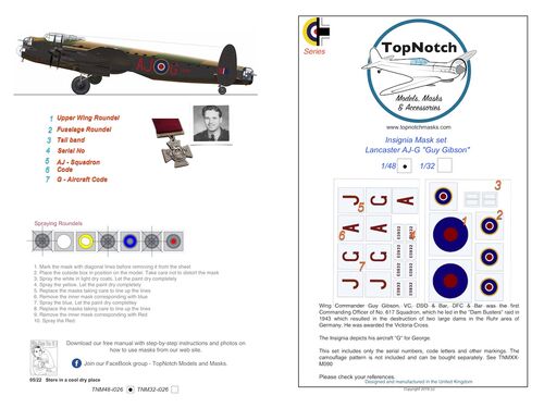 TopNotch 48-I026 Avro Lancaster - AJ-G Guy Gibson - Insignia Mask Set