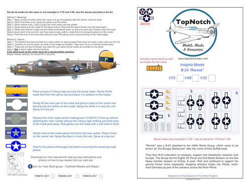 TopNotch 24-I051 Consolidated B-24 "Ronnie" - Insignia Mask Set