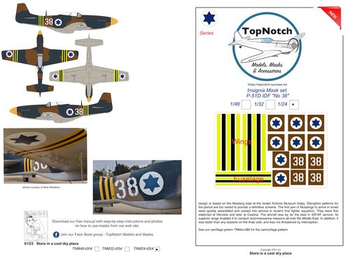 TopNotch 24-I054 North American P-51 D - IDF No "38" - Insignia Mask Set