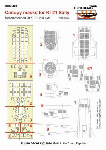 Rising Decals RDM401 Mitsubishi Ki-21-I a/b 'Sally' - Canopy Painting Mask Set (for ICM kits)