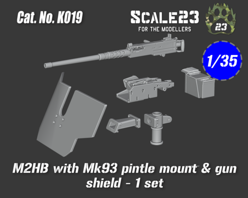 Scale23 35-K019 M2HB with Mk93 pintle mount & gun shield - 1 set