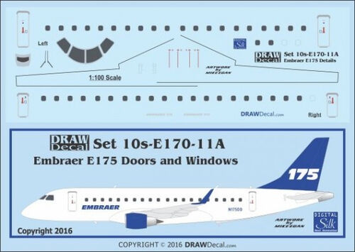 Draw Decal 10-E170-11 Embraer 175 - Doors And Windows