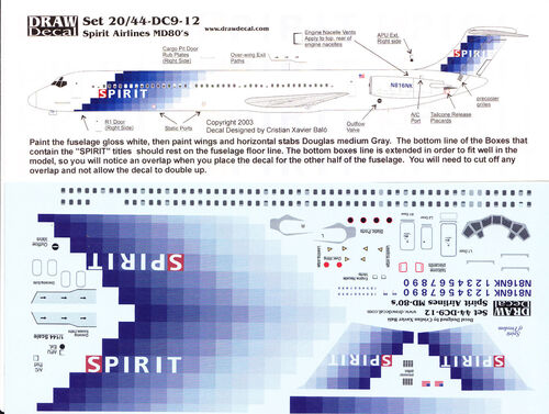Draw Decal 20-DC9-12 McDonnell Douglas MD-80 - Spirit New Colors
