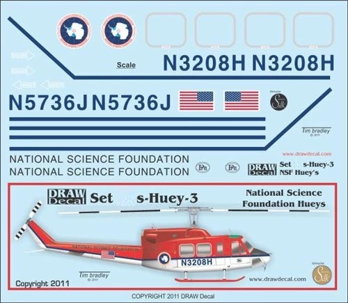 Draw Decal 44-HUEY-03 Bell UH-1 Huey - National Science Foundation