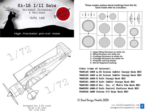 DEAD Design Models VM72199 Ki-15 I/II Babs National Insignias And Markings (For LS/Arii Kits)
