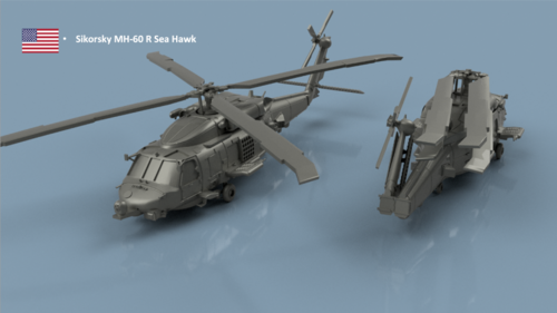 L'Arsenal 2.0 3D350364PL Sikorsky MH-60 R Sea Hawk folded blades - 3D printing (4 helicopters)