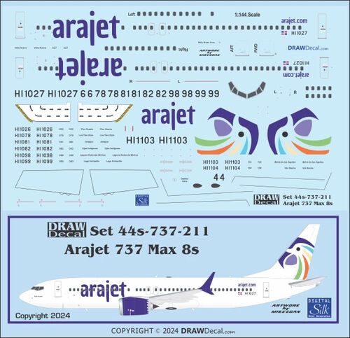 Draw Decal 44-737-211 Boeing 737 Max 8 - Arajet